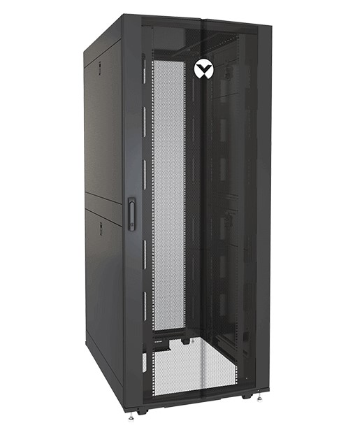 Vertiv VR3150 Perforated Split Locking Rear Doors Black And Gray Rack